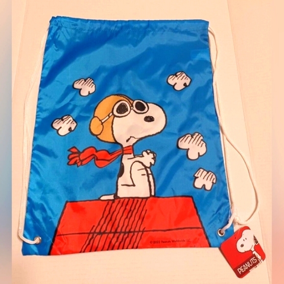 Peanuts | Bags | Snoopy Peanuts Pilot Drawstring Bag Backpack Cute New ...
